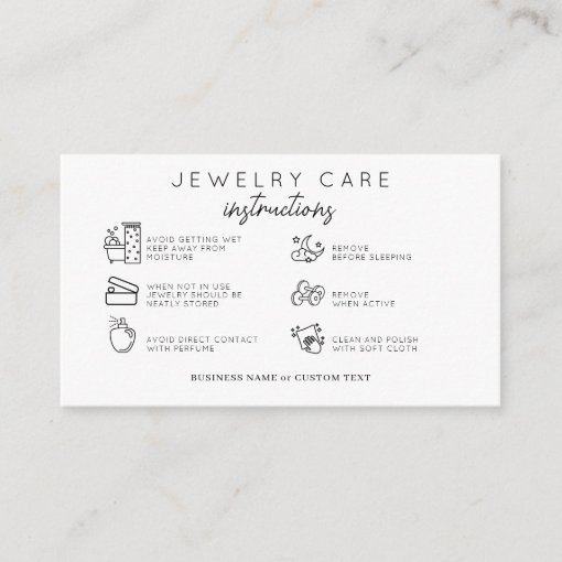 Elegant Jewelry Care Instructions Business Logo Enclosure Card | Zazzle