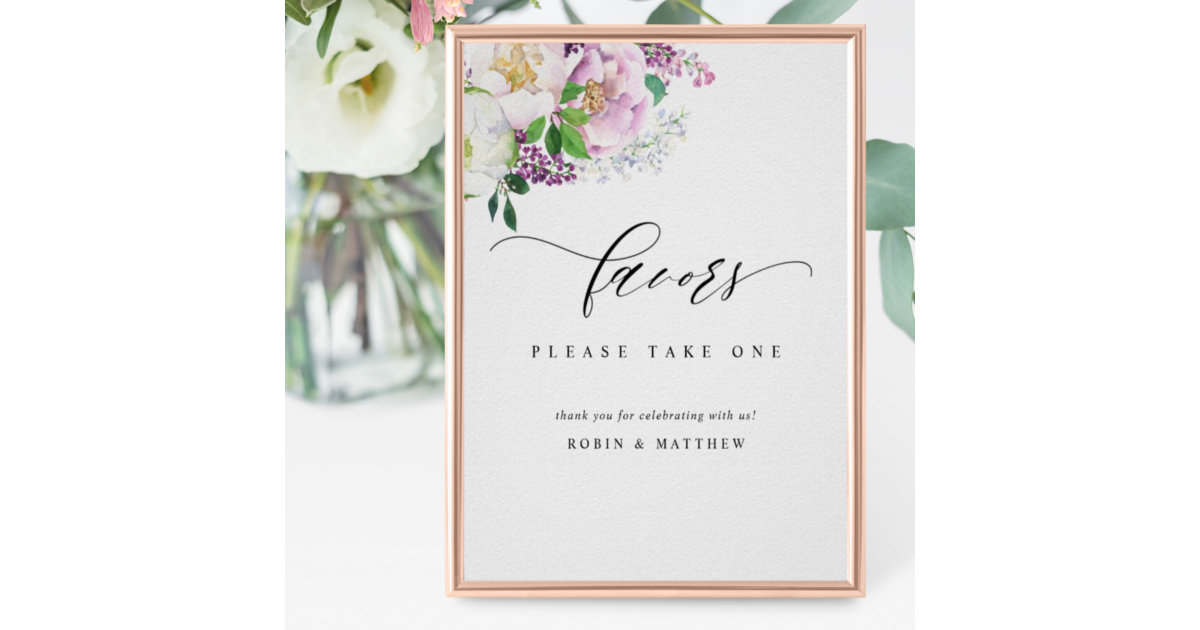 Elegant Joyful Pastel Floral Wedding Favor Sign | Zazzle
