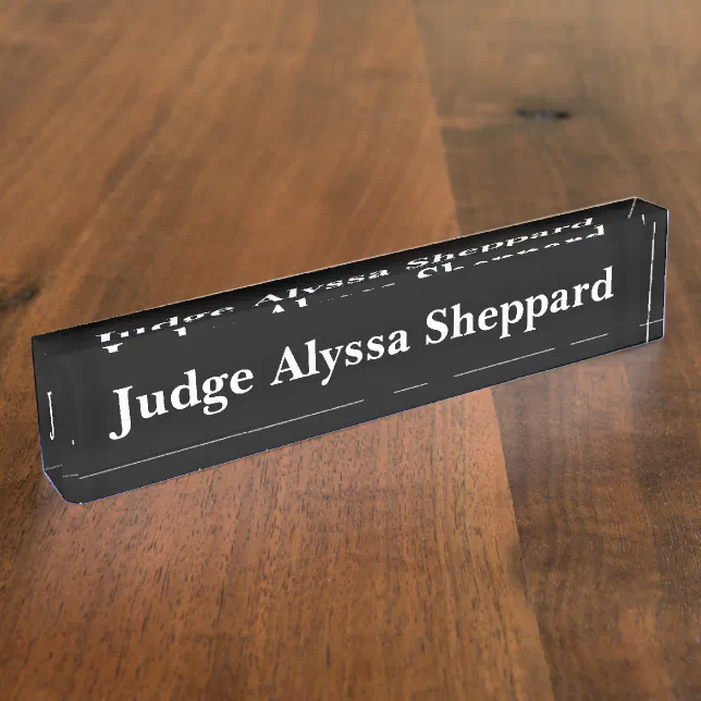 Elegant Judge Acrylic Black Desk Name Plate | Zazzle