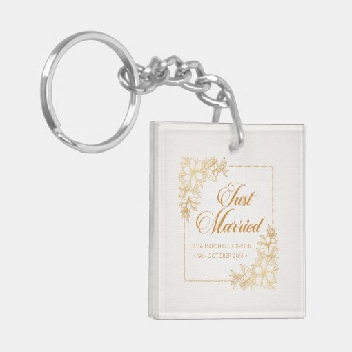 Elegant Just Married Wedding | Keychain | Zazzle