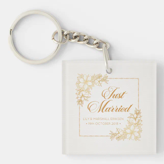 Elegant Just Married Wedding | Keychain | Zazzle