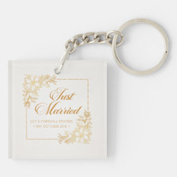 Elegant Just Married Wedding | Keychain | Zazzle