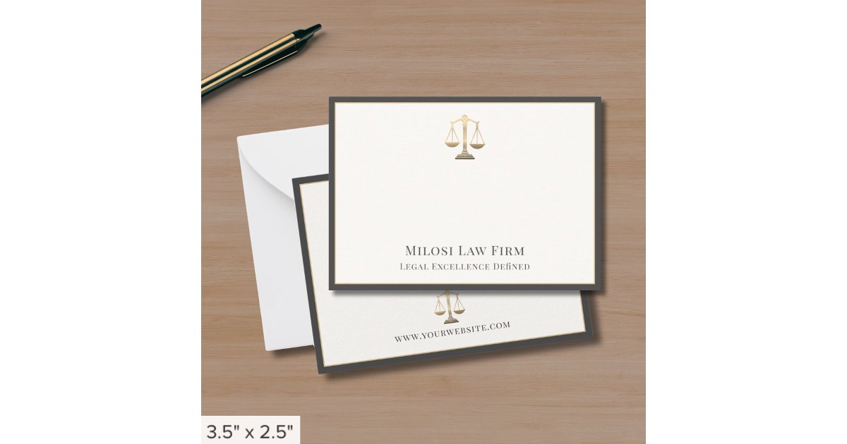 Elegant Justice Scale Legal Note Card | Zazzle