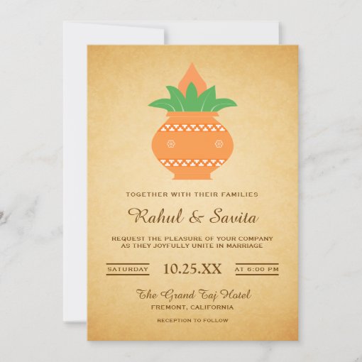 Elegant Kalash Vintage Indian Wedding Invitation | Zazzle