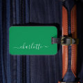 Elegant Kelly Green Script Name Personalized Luggage Tag | Zazzle