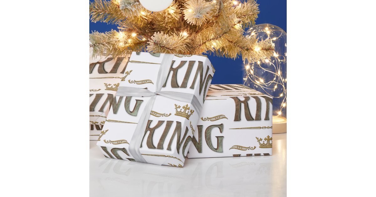 Elegant KING Royalty Lettering Crown Wrapping Paper | Zazzle