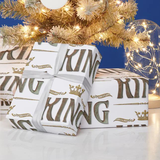 Elegant KING Royalty Lettering Crown Wrapping Paper | Zazzle