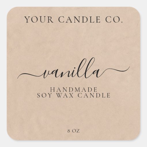 Elegant Kraft Minimalist Script Candle Label | Zazzle