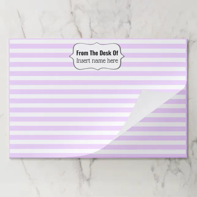 Elegant label teachers name desk lined purple paper pad | Zazzle