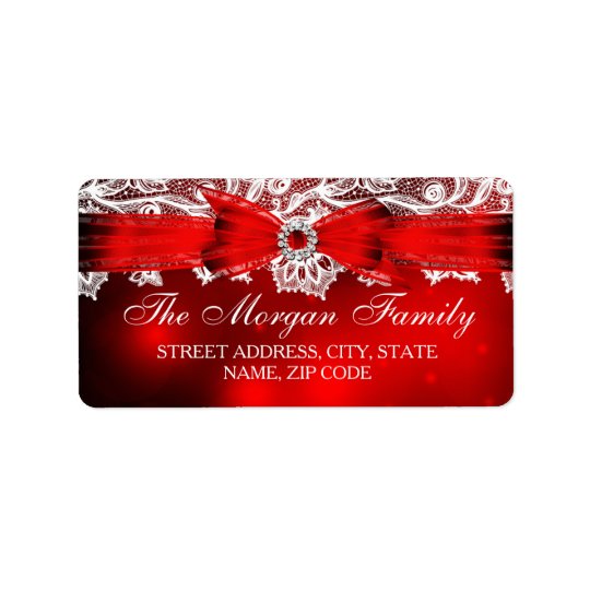 Elegant Lace & Bow Christmas Address Labels | Zazzle.com