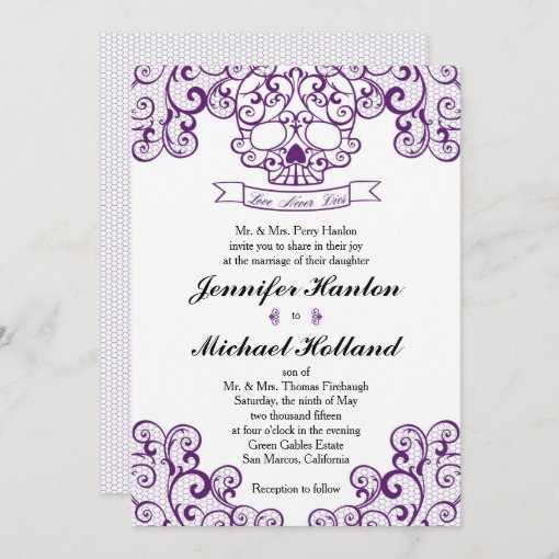 Elegant Lace Skull Calavera Invitation Card | Zazzle