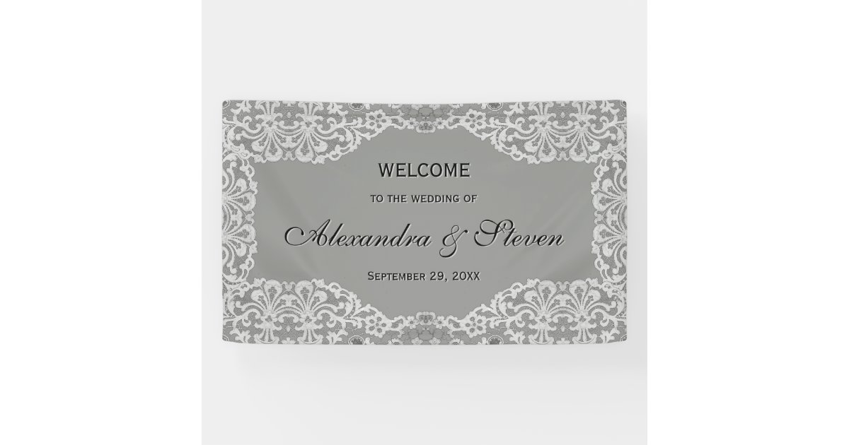 Elegant Lace Wedding Banner | Zazzle