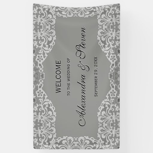 Elegant Lace Wedding Banner | Zazzle
