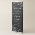 Elegant Lacy Silver & Black Classy Wedding Welcome Retractable Banner ...