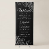 Elegant Lacy Silver & Black Classy Wedding Welcome Retractable Banner ...
