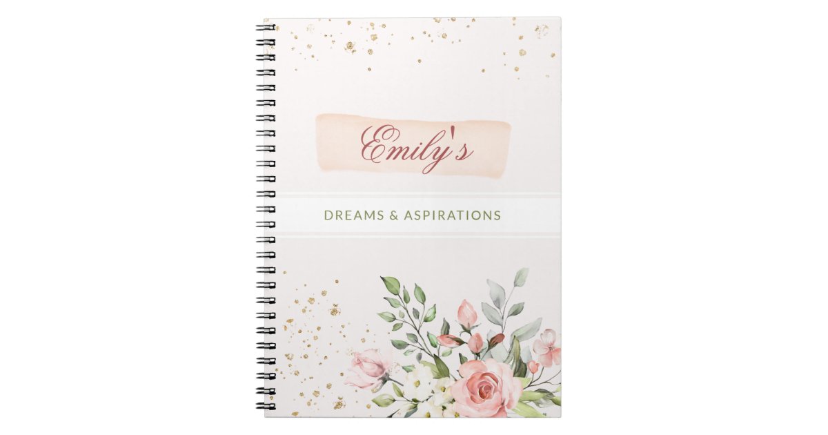 Elegant Ladies Girly Diary Floral Pastel Pink Chic Notebook | Zazzle