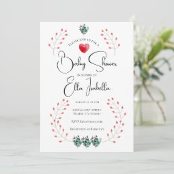 Elegant Lady Bug Floral Baby Shower Invitation | Zazzle