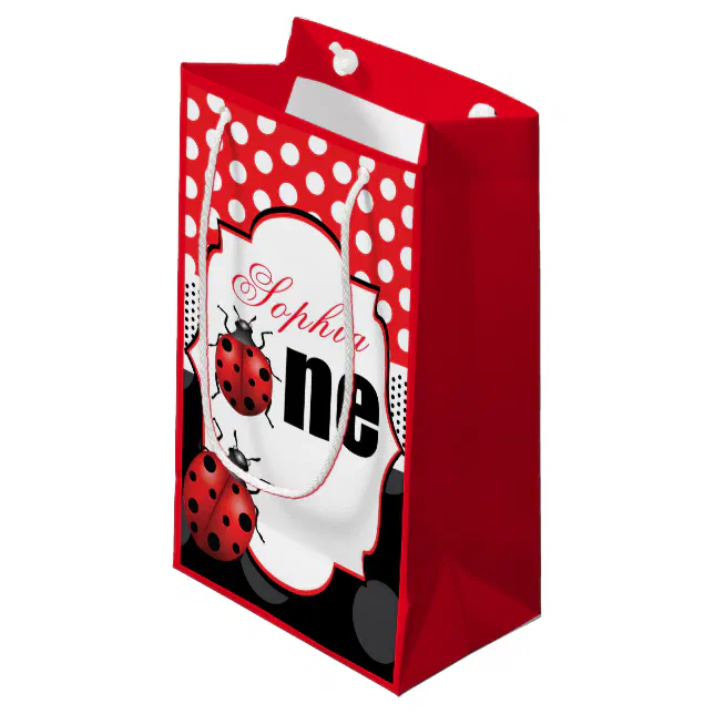 Elegant Ladybug First Birthday Small Gift Bag | Zazzle