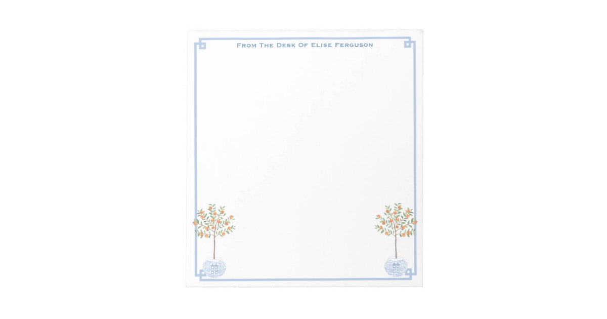 Elegant Lady's Chinoiserie Orange Tree Desk Notepad | Zazzle