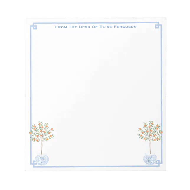 Elegant Lady's Chinoiserie Orange Tree Desk Notepad | Zazzle