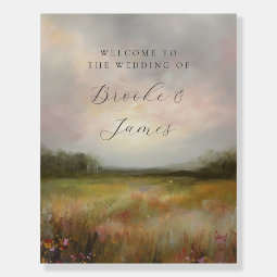 Elegant Landscape Painting Script Wedding Welcome Foam Board | Zazzle
