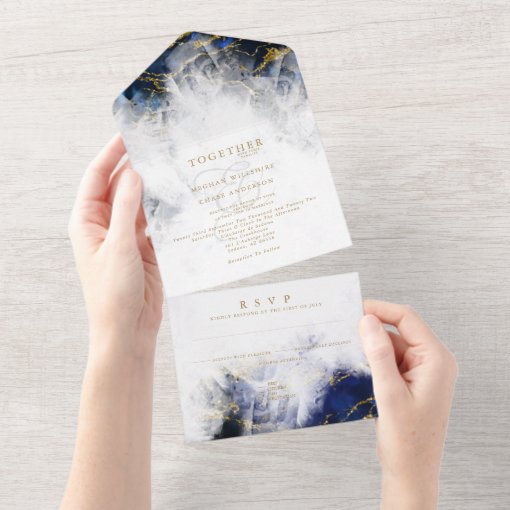 Elegant Lapis Lazuli Crystal Geode All In One Invitation | Zazzle
