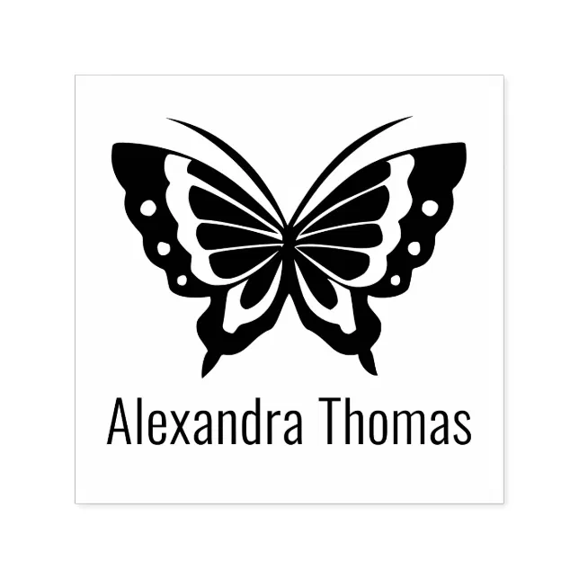 Elegant Large Butterfly Name Monogram Self-inking Stamp | Zazzle