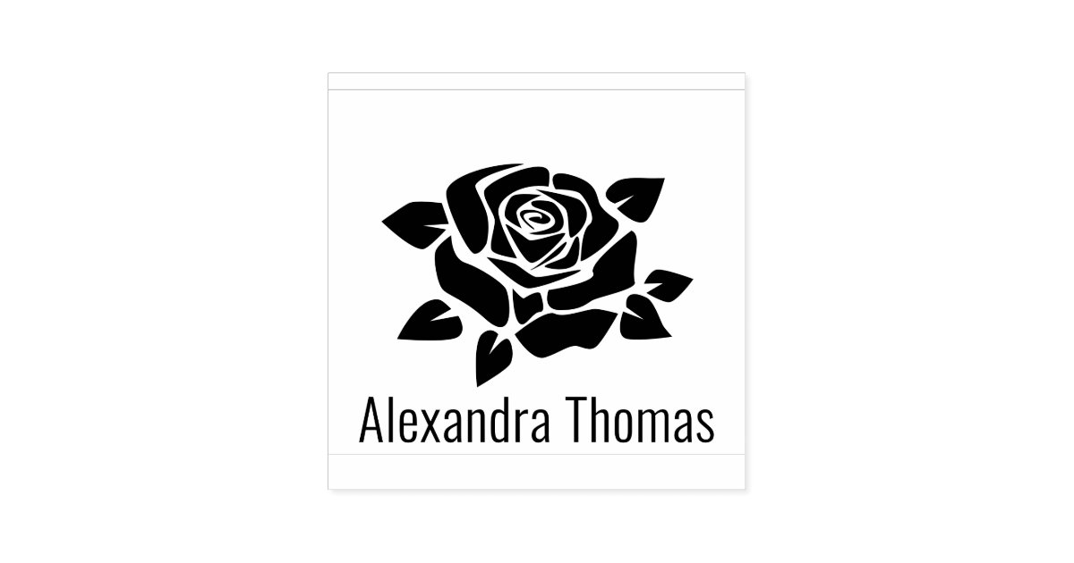 Elegant Large Floral Rose Blossom Name Monogram Self-inking Stamp | Zazzle
