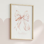 Elegant Large Pink Bow Name Nursery Print | Zazzle