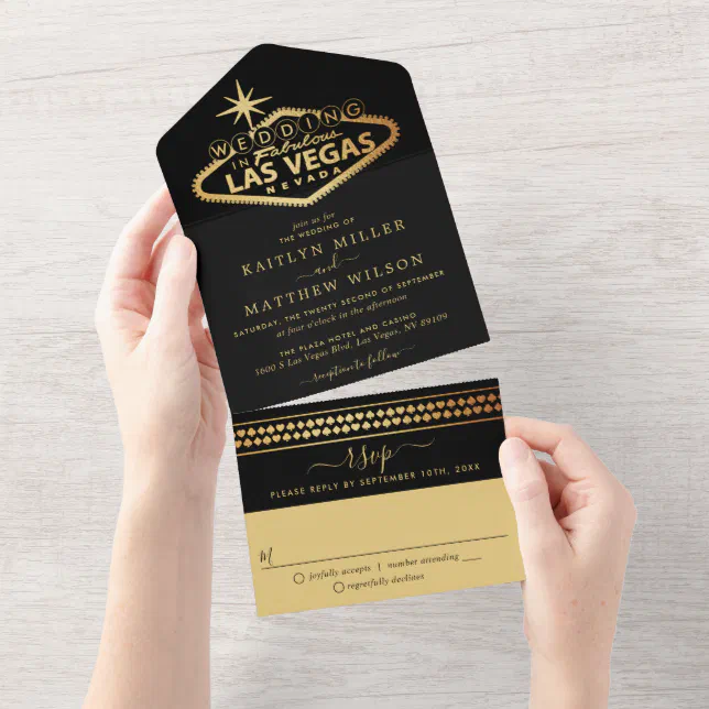 Elegant Las Vegas Destination Wedding All In One Invitation | Zazzle