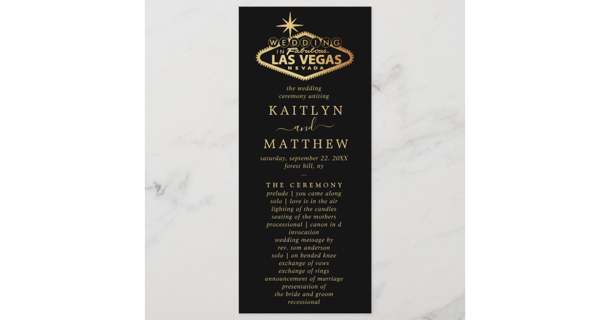 Elegant Las Vegas Destination Wedding Program | Zazzle