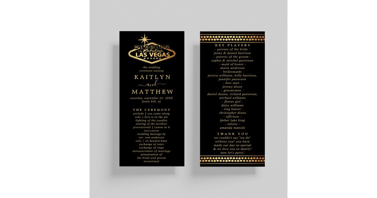 Elegant Las Vegas Destination Wedding Program | Zazzle