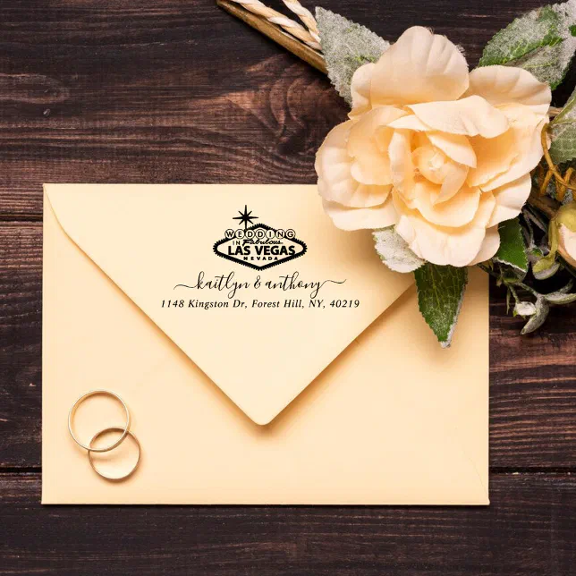 Elegant Las Vegas Destination Wedding Self-inking Stamp | Zazzle