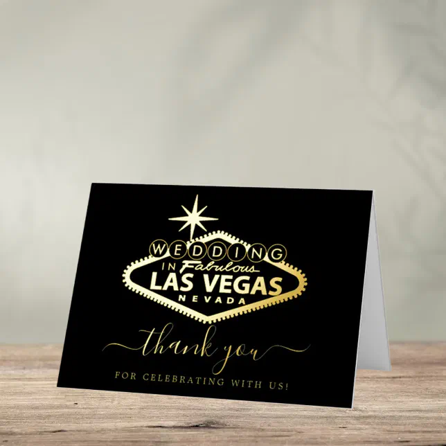 Elegant Las Vegas Destination Wedding Thank You Foil Greeting Card | Zazzle
