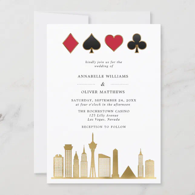 Elegant Las Vegas Photo Destination Wedding Invitation | Zazzle