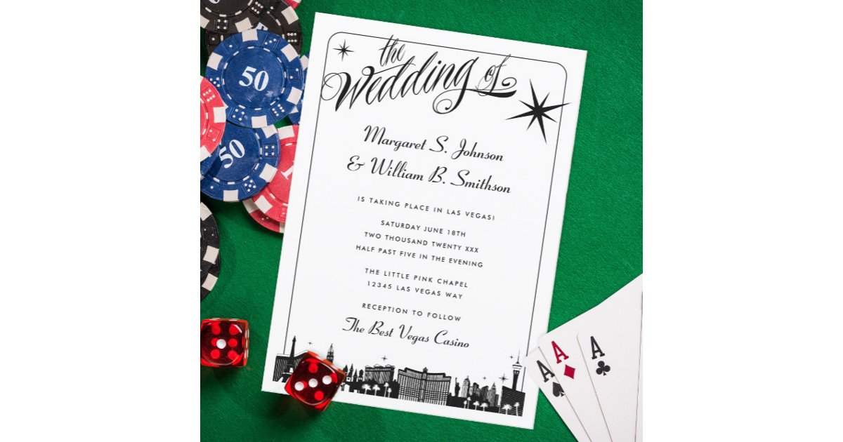 Elegant Las Vegas Strip Skyline Wedding Invitation | Zazzle