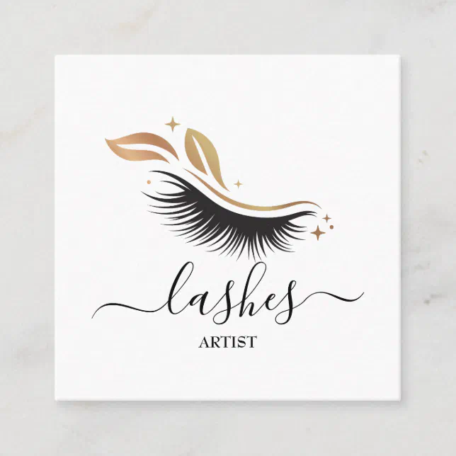 Elegant Lashes Makeup Artist Salon Square Business Card | Zazzle