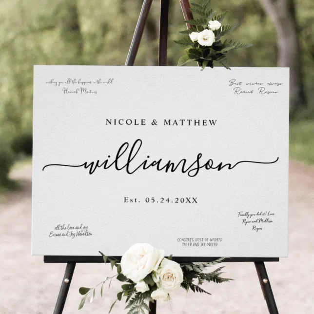 Elegant Last Name Sign Around Wedding Board | Zazzle