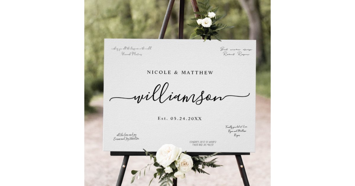 Elegant Last Name Sign Around Wedding Board | Zazzle