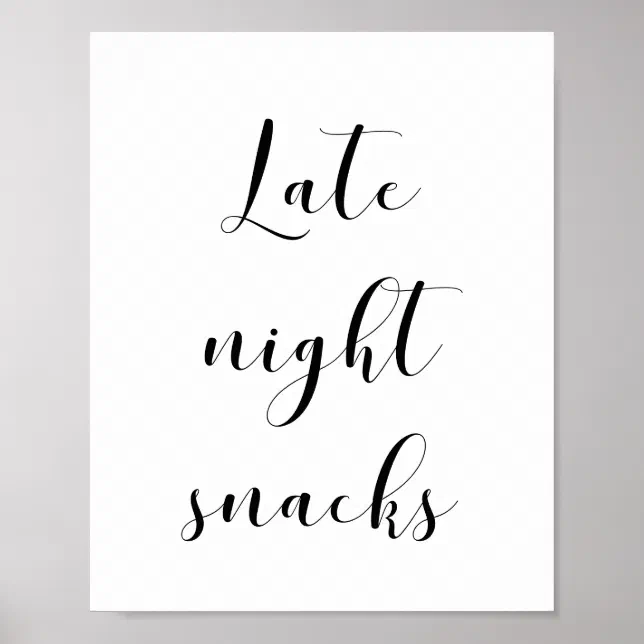 Elegant Late night snacks wedding sign | Zazzle