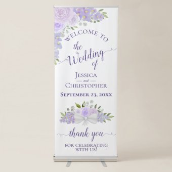 Elegant Lavender Boho Floral Wedding Welcome Retractable Banner | Zazzle