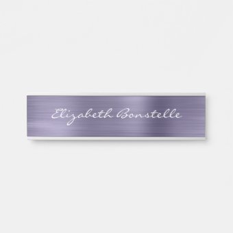 Elegant Lavender Brushed Metal Handwriting Door Sign | Zazzle