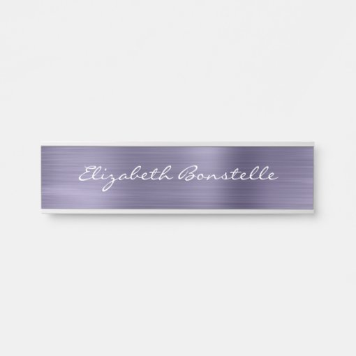 Elegant Lavender Brushed Metal Handwriting Door Sign | Zazzle