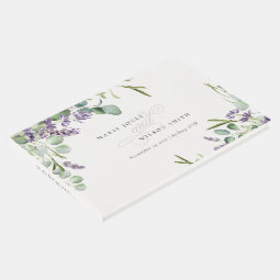 Elegant Lavender Eucalyptus Leafy Foliage Wedding Guest Book | Zazzle