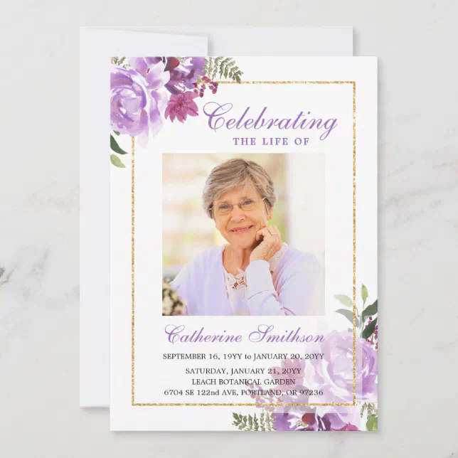 Elegant Lavender Floral Printable Funeral Program | Zazzle