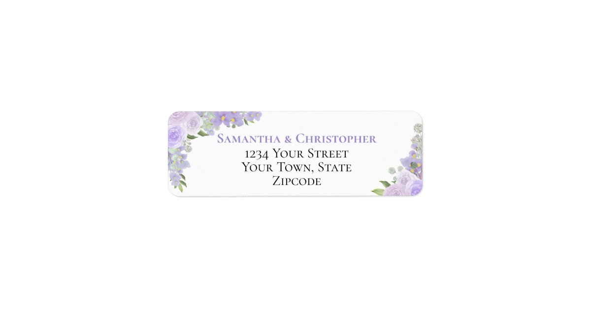 Elegant Lavender Floral Wedding Return Address Label | Zazzle
