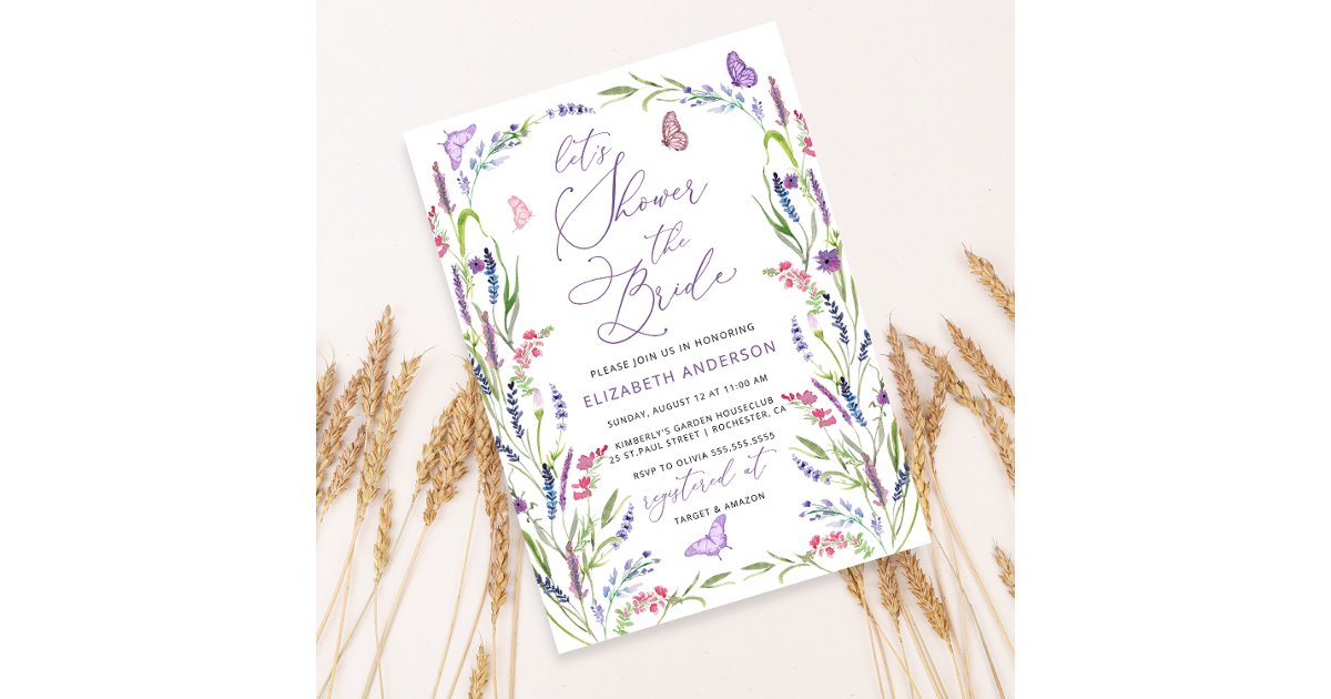 Elegant Lavender Flower Bridal Shower Invitation | Zazzle