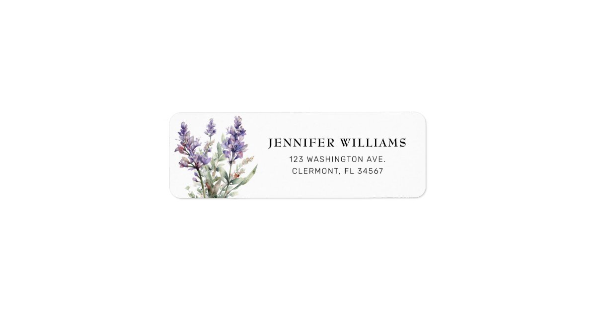 Elegant Lavender Flowers Return Address Labels | Zazzle