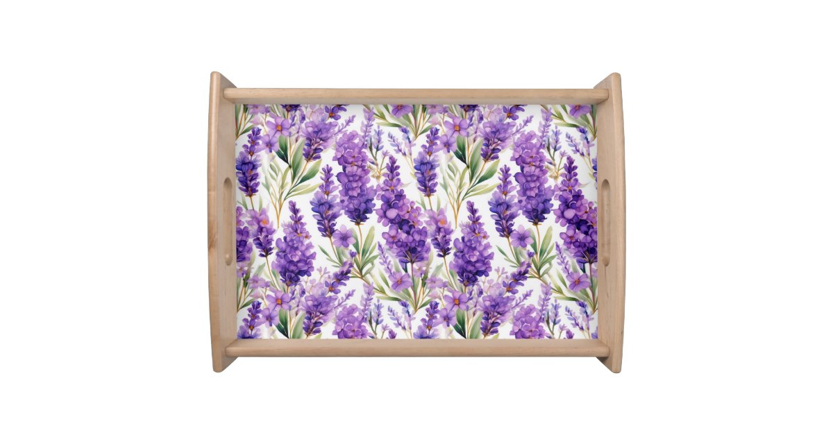Elegant Lavender Flowers Serving Tray | Zazzle