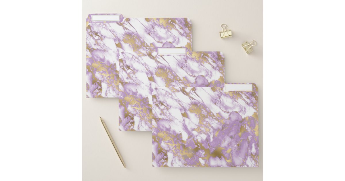 Elegant Lavender Gold Marble Pattern File Folder | Zazzle
